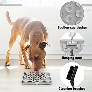 Coomazy Silicone Snuffle Mat for Dogs, Interactive Sniff Feeding Training Mat for Puppy, Helps with Stress Relief, Foraging Skills, Brain Stimulation and Boredom, Grey