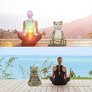Qeeman Meditating Zen Garden Cat Statue Figurine,Indoor/Outdoor Garden Cat Sculpture for Home,Patio,Deck,Yard Art or Lawn Deco,8.7" H,Gifts for mom/momgrandma Gifts/Birthday Gifts for mom