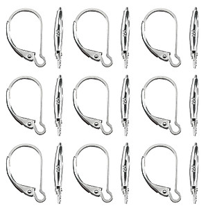 TOAOB 16pcs 925 Sterling Silver Leverback Earring Hooks Hypoallergenic Interchangeable Dangle Ear Wire 10x16mm Leverback Earring Findings for Jewelry Making