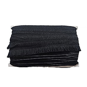 levylisa 1" x 27Yards Chainette Fringe Trim Black Fringe Tassel Lace Trim Fibre Trim for Sewing Quilting DIY Home Decoration