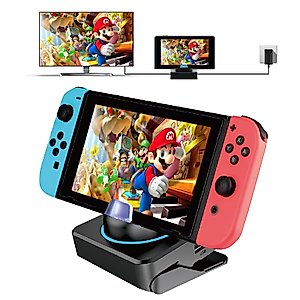 Kkf Switch Dock, 4K HDMI Nintendo Switch Docking Station for TV/Switch OLED，Portable Nintendo Switch TV Adapter Charging Dock with USB 3.0 2.0- Requires More Than 35W Charging No Cables (Black -1)