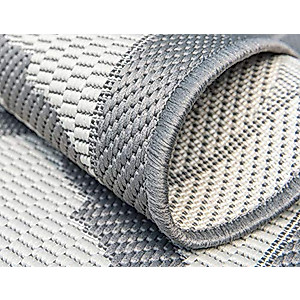 Unique Loom Outdoor Trellis Collection Area Rug - Moroccan (6' 1" x 9' Rectangle, Gray/ Silver)