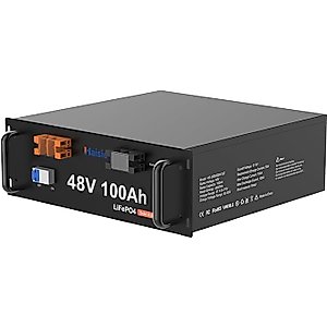 JEMESI 48V 100Ah LiFePO4 Lithium Battery, Rechargeable Lithium Battery, with BMS Protection, UP to 4800Wh, 6000 Deep Cycles, 10 Years Lifetime, Perfect for RV, Solar System Backup Power Supply