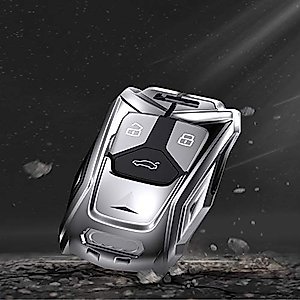 K LAKEY Car Key Fob Cover,Compatible with Audi Remote Key A4 RS4 A5 F5 S5 RS5 A6 A7 C8 A8 Q5 FY Q7 4M TT TTS TTRS R8 Smart Keyless Entre Key Fob,Armor Key Fob Case Protector Jacket with Buckle Black