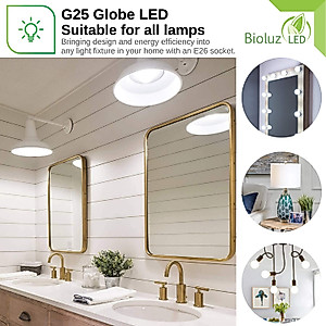6 Pack Bioluz Dimmable Globe LED G25 Bulbs, 40 Watt Replacement (Uses 6 Watts), Warm White (2700K), 450 Lumens UL Listed - Dimming Light Bulbs for Bathroom, Soft White LED Filament Lights