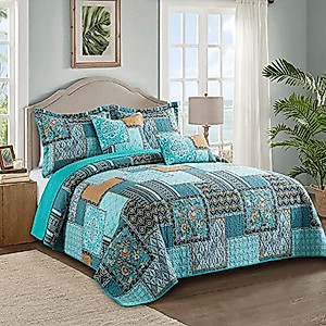 VAPUTAR Cotton King Quilt Sets + Microfiber Paisley King Quilt Sets 2 Pack