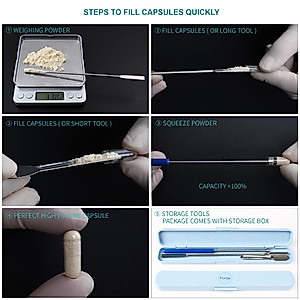 Capsule Filling Machine Kit – Pill Filler Tray Tools Size 00 for Quickly Maker Empty Gel Capsules, Lab Spoons Spatula Scoops Tool (6Pcs)