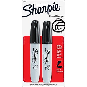 Sharpie 38262PP Sharpie Marker, Chisel Tip, 2/PK, Black