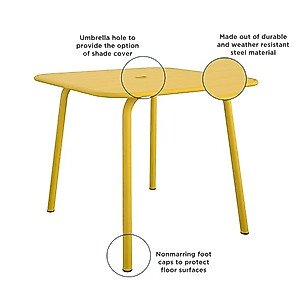 Novogratz Poolside Gossip Collection, June Square Dining Table, Yellow