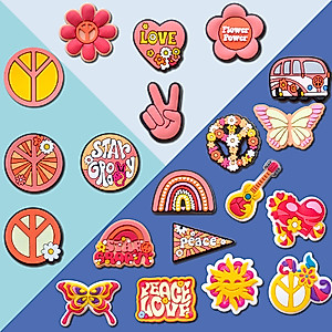 Hedbitoyo 20 30PCS Boho Shoe Charms for Clog Decoration Peace Sandals Accessories for Girls Women Kids Adults Party's Favor (20)