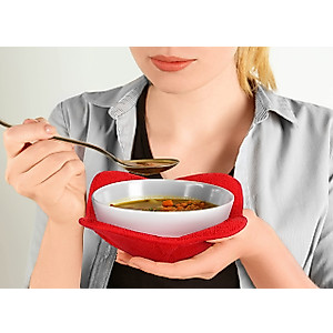 Majesty Trends Bowl Cozy Set of 4 Microfiber Huggers For Hot & Cold Bowls Microwave Safe Premium Quality Pot Holder This Heat Resistant Dishes Pads Can Use As Mittens (4 PCS)