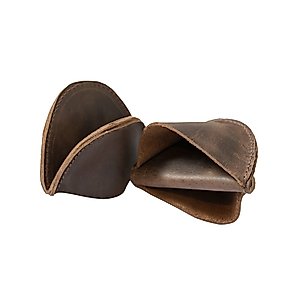 Hide & Drink, Leather Pot Holder Mini Oven Mitt Oven Cooking Pinch Grips (2-Pack) Handmade (Bourbon Brown)