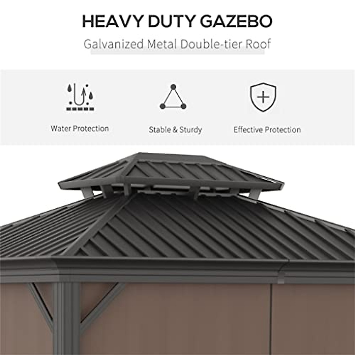 ZZBJ 12'x10' Outdoor Hardtop Gazebo with Aluminum Frame, Gazebo Canopy with Curtains Netting for Gardens, Patios, Backyards