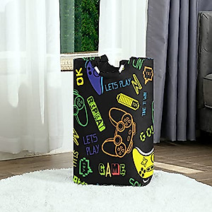 Ollabaky Collapsible Gamepad Laundry Basket, Large Foldable Easy to Carry Gaming Joysticks Laundry Hamper Bag Clothes Basket Laundry Bin Organizer for College Dorms, Laundry Room, Bedroom, Bathroom
