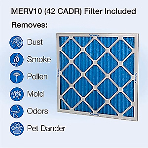 Lasko FF305 Air Flex 2-in-1 20-inch Box Fan and Air Purifier in One with MERV10 Air Purifying Filter for Cleaner Air and a Cooling Breeze