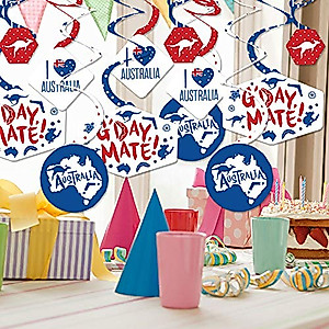 Big Dot of Happiness Australia Day - G’Day Mate Aussie Party Hanging Decor - Party Decoration Swirls - Set of 40