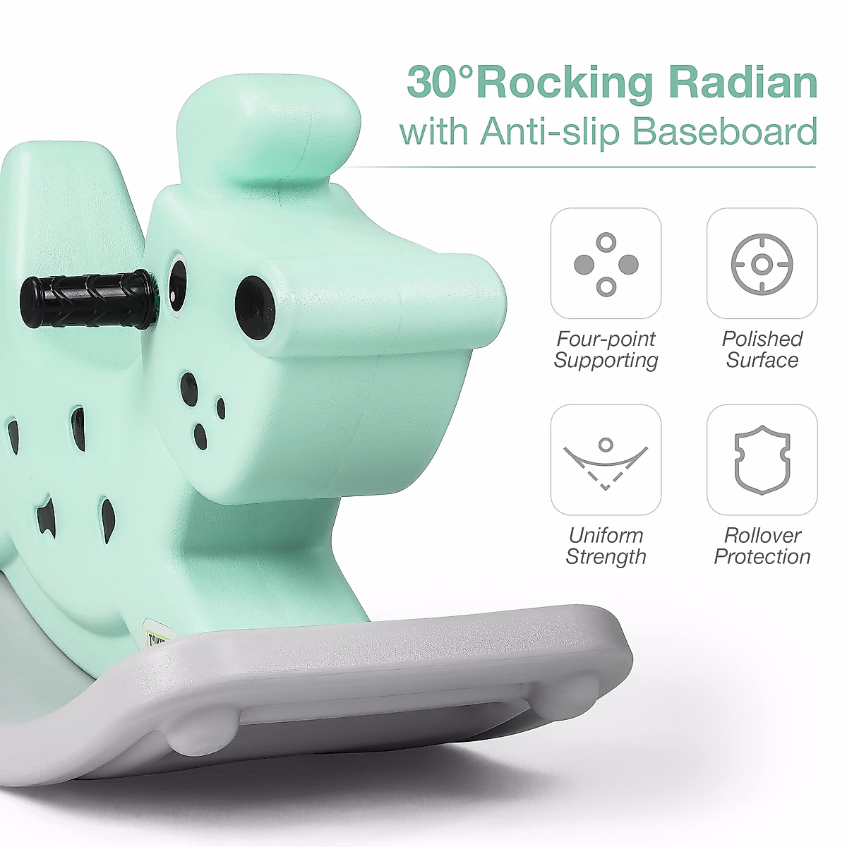 Vilobos Rocking Horse Outdoor Rocking Toy with Music for Toddler Baby Kids Ages 1-3 Year Old Boy Girl Green