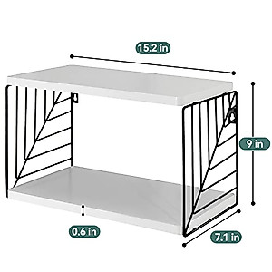 Floating Bedside Table Floating Nightstand Bedside Shelf Wall Mounted Nightstand 2 Tier Floating Wall Shelf Beside Table Floating Shelves for Wall in Bedroom, Living Room,Bathroom,Kitchen,Office,White