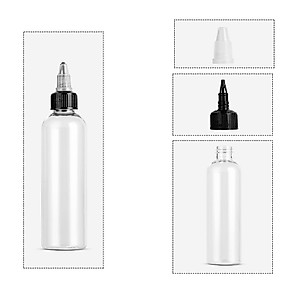 36 Pack Clear Dispensing Bottles, 4oz Round Plastic Squeeze Bottle with Twist Top Caps,Food Grade Household for Oils, Liquids, Inks, Crafts, Kitchen