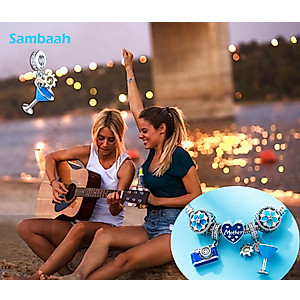 Sterling Silver Cocktail Drink Charm, Martini Glass Charm Summer Beach Theme, Fruit Lemon Dangle Charm with Cubic Zirconia for Women Pandora Style Bracelets