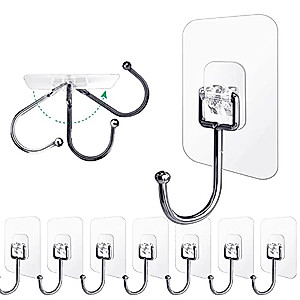 Ayssny Adhesive Hooks Utility Hooks 44lb Max, Large Adhesive Hooks Heavy Duty, Waterproof Sticky Hooks Wall Hooks for Hanging Coat, Towel and Kitchen Bathroom Products