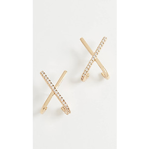 SHASHI Women's Kriss Kross Earrings, Gold/Clear, One Size