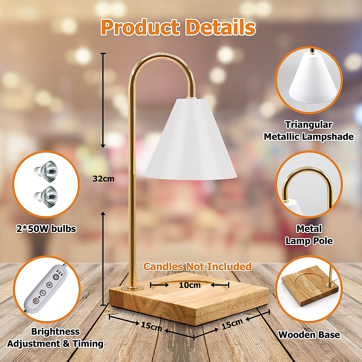 KELLODY Candle Warmer Lamp, Dimmable Candle Warmer with Timer, Compatible with Yankee Candle Large Jar Candle, Safety Night Lamp for Home Scented Jar Candles Heater with 2 Bulbs