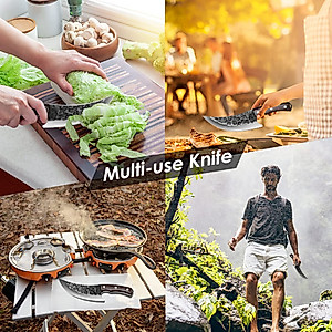 Viking Knife Hand Forged Boning Knives, 7" Premium High Carbon Stainless Steel Fillet Knife,Full Tang Professional Meat Cleaver, Chef Knives Kitchen Camping Knife for Fish, Deboning, BBQ, Home