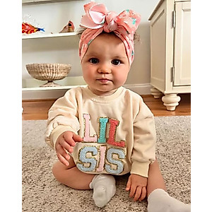 Twopumpkin Newborn Baby Toddler Girl Sweatshirt/Romper Onesie Little Big Sister Matching Outfit Fall Winter Clothes (Lil Sis Romper, 0-3 Months)