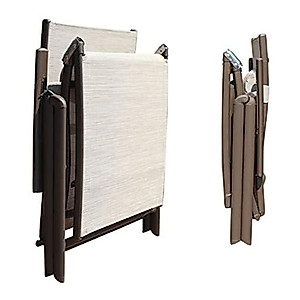 GOLDSUN Aluminum Outdoor Folding Reclining Adjustable Patio Chaise Lounge Chair with Pillow for Poolside Backyard and Beach Set of 2, Set of Two, Beige