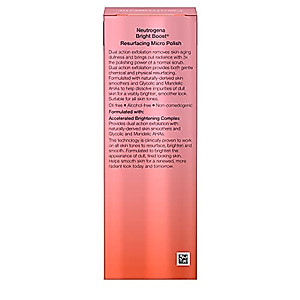 Neutrogena Bright Boost Resurfacing Facial Exfoliator with Glycolic and Mandelic AHAs Gentle Skin Resurfacing Face Cleanser for Bright Smooth Skin, Micro Polish, 2.6 Fl Oz