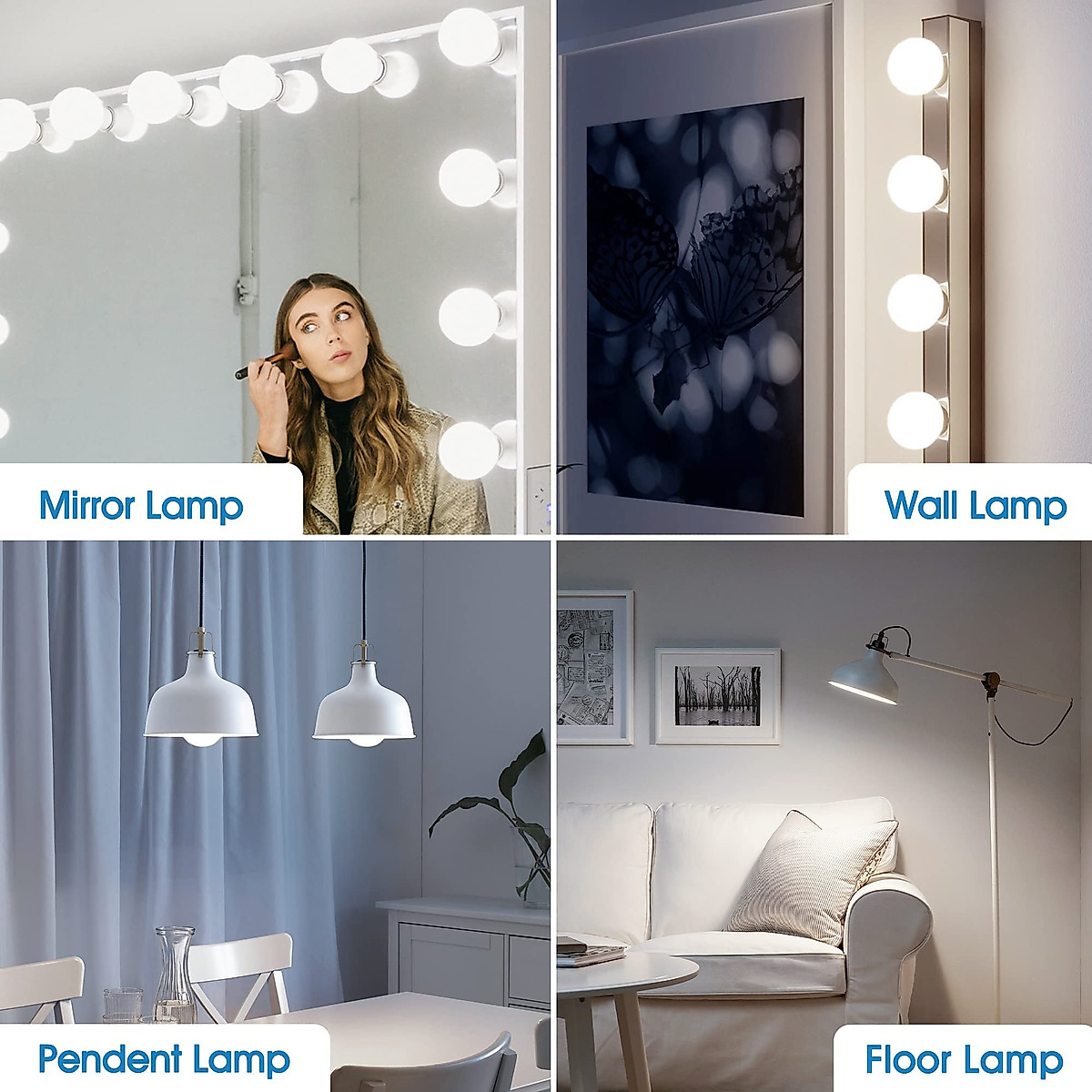 EvaStary G25 LED Globe Bulbs, Vanity Light Bulb for Bathroom Vanity Mirror, 60W LED Light Bulbs Equivalent, Bright 5000K Daylight E26 Base Bulb, 6W LED for Round Makeup Mirror Home Lighting, 6 Pack