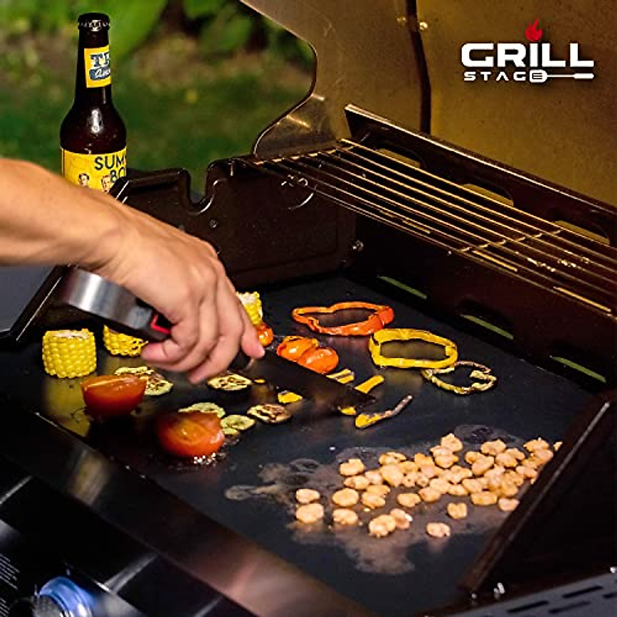 Reusable Heavy Duty Grilling Mat Set - BBQ Mats For Grilling Prevent Food From Sticking & Falling In Between The Grates - Easy To Clean Durable 500 Degree Nonstick Grill Mat - Set Of 2