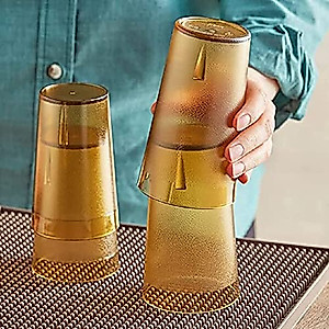 TrueCraftware- Set of 12 Pebbled Tumbler/Drinking Cups 12-Ounce Amber Color- Reusable Premium Water Iced Tea Glasses Stackable Drinking Glasses Dishwasher Safe Break-Resistant for Home Restaurants
