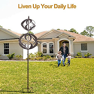 LimeHill Wind Spinner for Yard Garden - Kinetic 3D Metal Wind Spinners for Outdoor Decorations (Copper, 84 Inches)