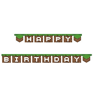Multicolor Minecraft Large Jointed Banner - Premium & Vibrant Party Decor, Perfect for Gamers & Celebrations