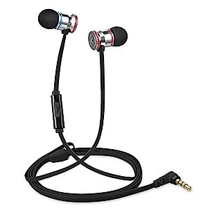 Betron MK23 Earphones Wired in-Ear Headphones with Microphone Noise Isolating Earbud Tips Strong Bass 3.5mm Jack Tangle-Free Flat Cable for Phones iPhone iPad iPod MP3 Players Tablets Laptops