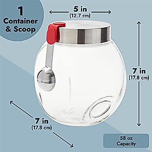 Glass Jar Candy Dispenser with Scoop and Stainless Steel Lid, Penny Jar ...
