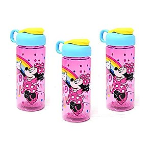 [3-Pack] Disney Minnie Mouse 16.5oz Kids Sullivan Sports Water Bottle, BPA-free, Pink/Blue/Yellow