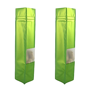 QQ Studio 100 Matte Metallic Color with Frosted Window Display Stand-Up Resealable QuickQlick Bags (3.9" x 5.9", Matte Green)