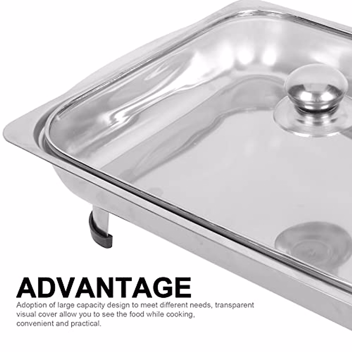 Metal Tray Stainless Steel Chafing Dish Buffet Chafer Rectangular Buffet Stove Chaffing Servers with Glass Covers Food Tray Warmers for Parties Buffets Catering