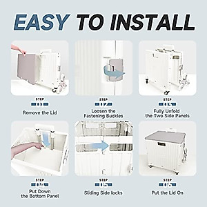 Honshine Foldable Cart with Stair Climbing Wheels, Collapsible Rolling Crate with Telescoping Handle, Handcart for Grocery Book File Tool Art Supplies(Milky White)