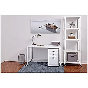 Hirsh SOHO 72" High 5 Shelf Open Rolling Metal Bookcase in White