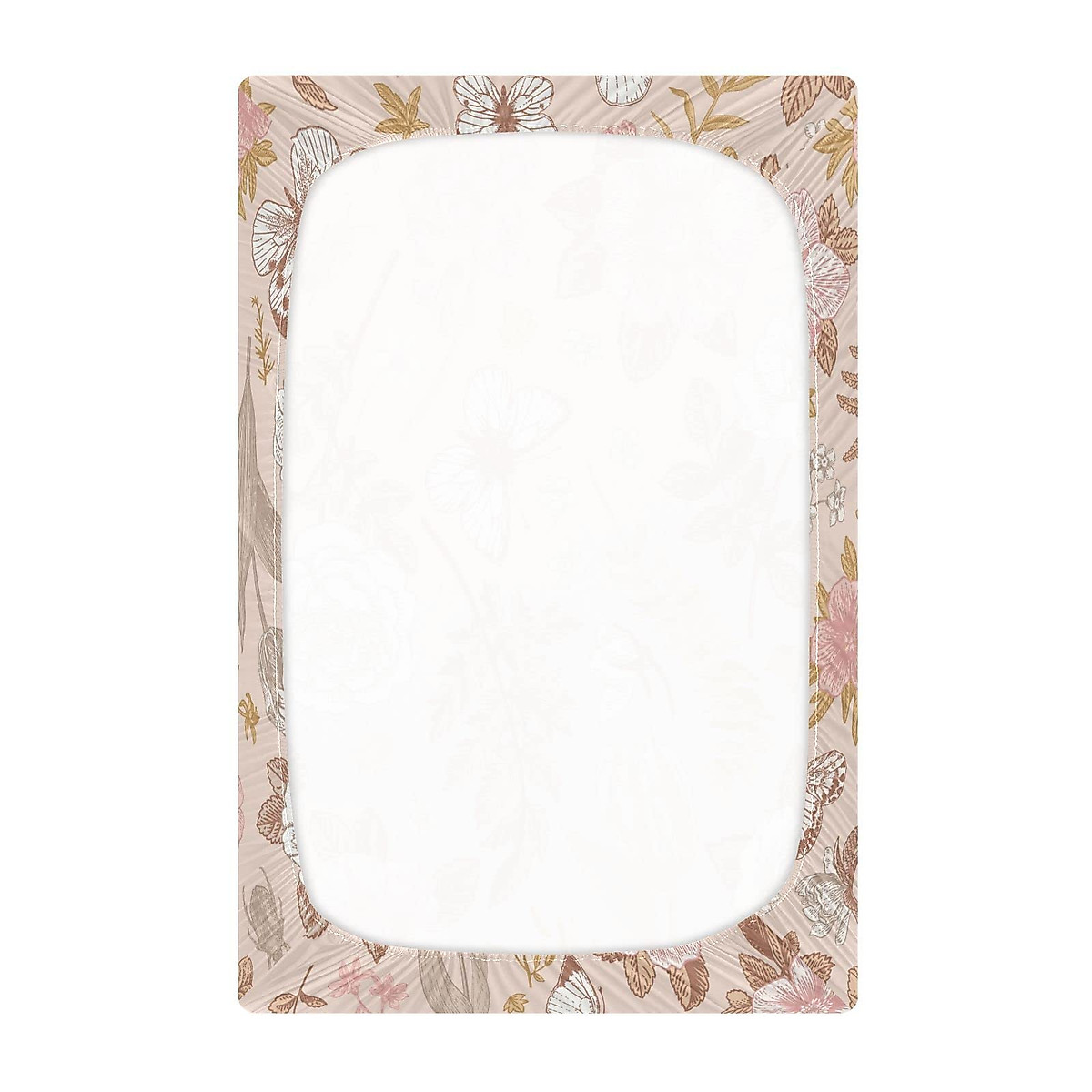 Fitted Crib Sheet for Boys Girls, Vintage Flowers Jersey Knit Baby Sheet for Standard Crib and Toddler Bed Mattresses, Cozy Soft Breathable, 28 x 52 in