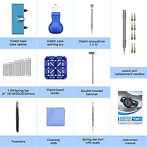 JOREST Watch Repair Kit, for Watch Battery Replacement & Watch Band Adjustment & Watch Cleaning, Watch Wrench Back Remover, Watch Case Opener, Watch Screwdriver, Watch Link Removal Tool