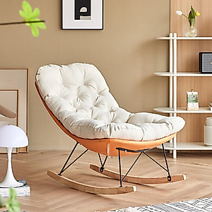 HARELA Outdoor Patio Rocking Chair, Oversized Egg Rocking Chair, Modern Lounge Chair, Comfy Rocker Recliner Chair, for Patio, Yard, Garden, Living Room, Indoor & Outdoor (Color : Orange)