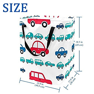 Driving Cars Print Collapsible Laundry Hamper, 60L Waterproof Laundry Baskets Washing Bin Clothes Toys Storage for Dorm Bathroom Bedroom
