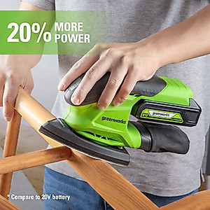 Greenworks 24V Finishing Mouse Sander 11,000 OPM Cordless with 2Ah Battery and Charger