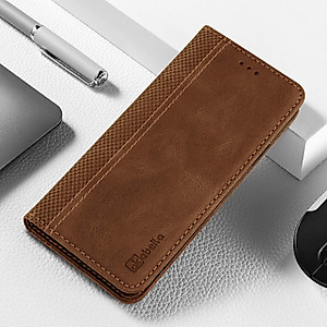 AKABEILA for Oppo Reno 6 Pro Plus 5G Case Luxury PU Leather Flip Wallet Case Card Holder Magnetic Closure Kickstand Shockproof Women Men Mobile Phone Cover for Oppo Reno 6 Pro 5G 6.55" Light Brown