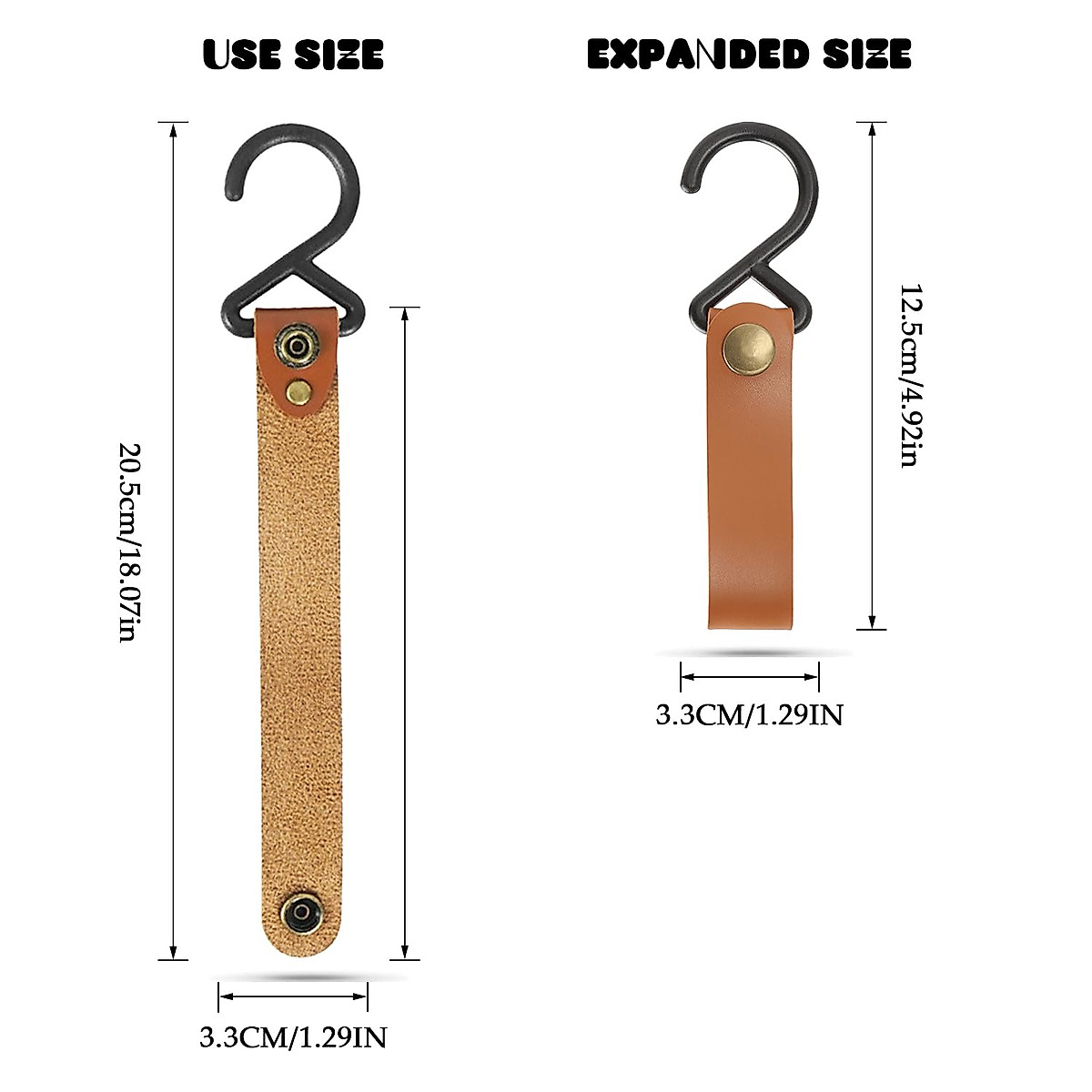 YYMSEN 8 Pcs Leather S-Hooks Leather Hook,S-Hooks S Shaped Hooks Coat Hook for Hanging, Camping Hook Hanger Hooks Hanging Closet, Pots, Pans (Brown)